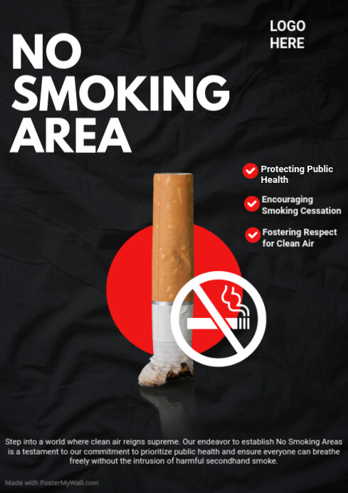 Black No Smoking Area A3 Template | PosterMyWall