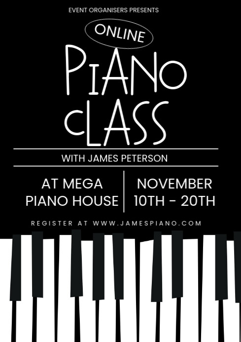 Copy of Black Online Piano Class Flyer A3 | PosterMyWall