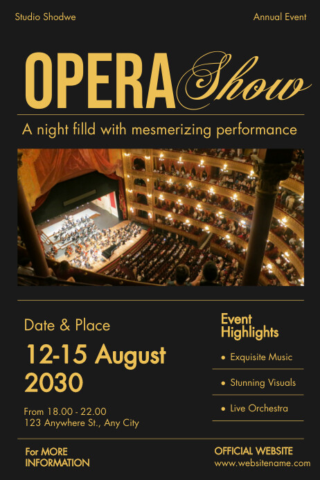 Black Opera Show Poster Template | PosterMyWall