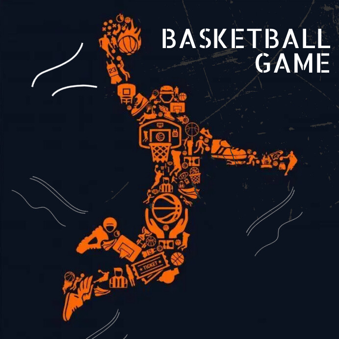 Black orange basketball game template | PosterMyWall