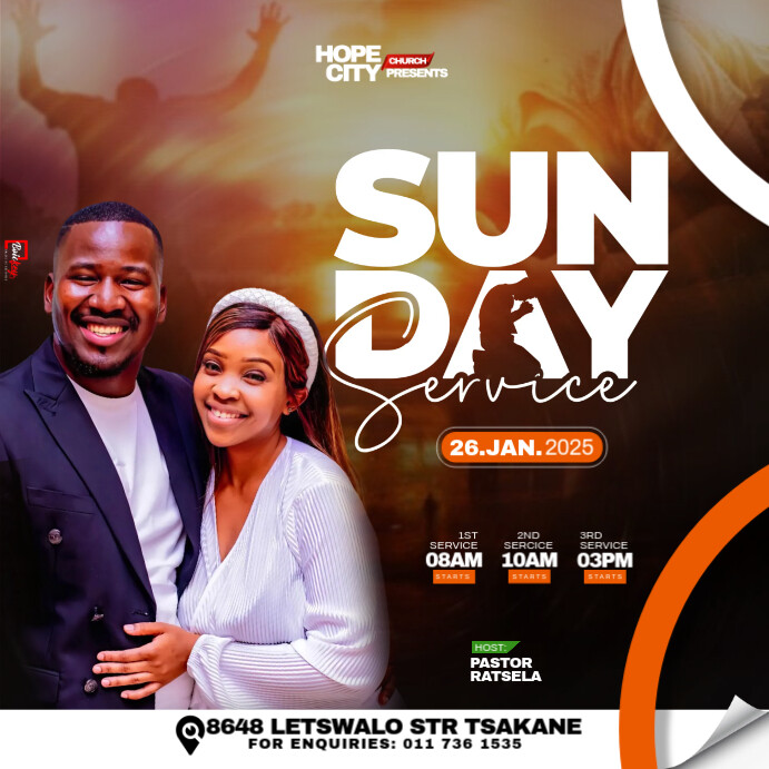 Black Orange Professional Sunday Service Instagram Post Template ...
