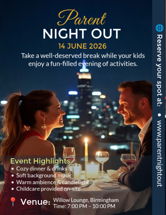 Black Parent Night Out Event Flyer Template | PosterMyWall