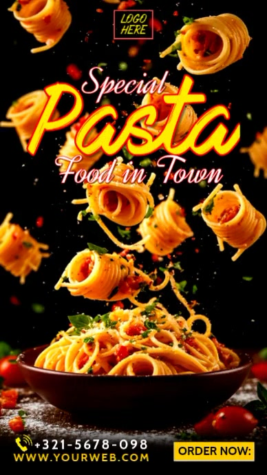 Black Pasta Promotion Instagram Reel Video Template | PosterMyWall
