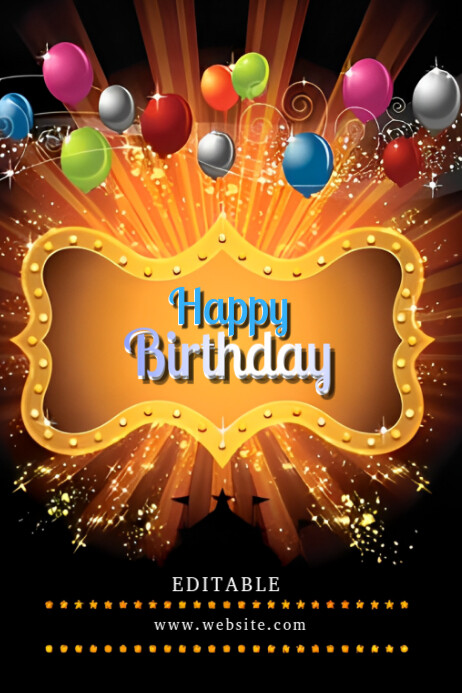 Copy of Black Pastel Black And Yellow Background Joyful Happy Birthday ...