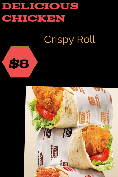 Black Pastel Chicken Crispy Roll Poster Template | PosterMyWall