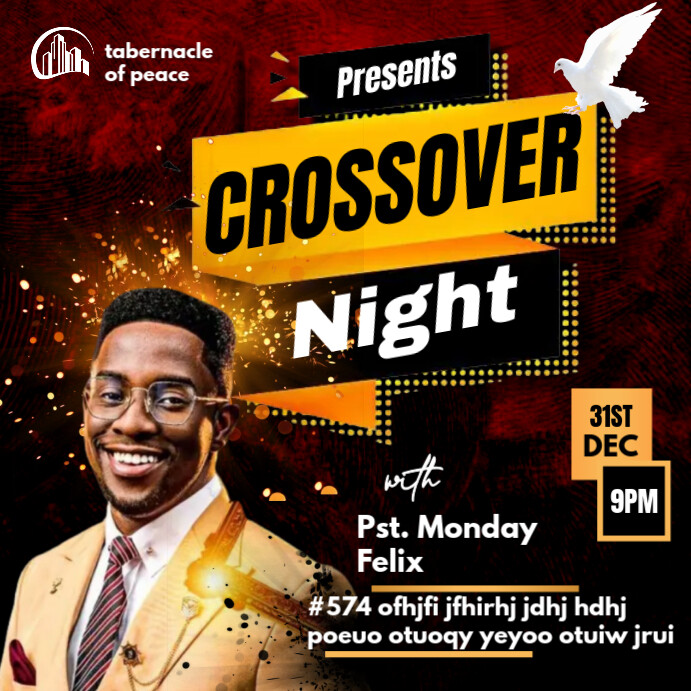 Black Pastel Cross Overnight Instagram Post Template | PosterMyWall