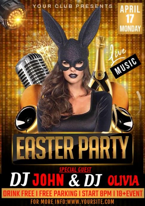 Black Pastel Easter Party A3 Template | PosterMyWall
