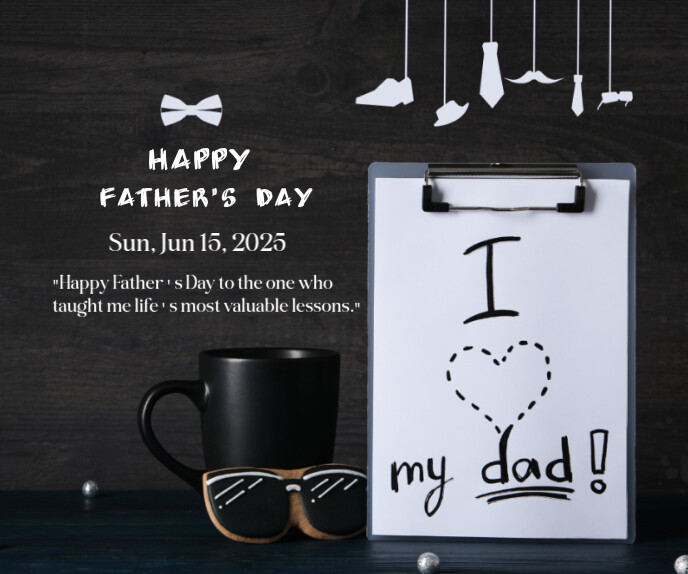 Black Pastel Father's Day Wish Cards Large Rectangle Templat | PosterMyWall