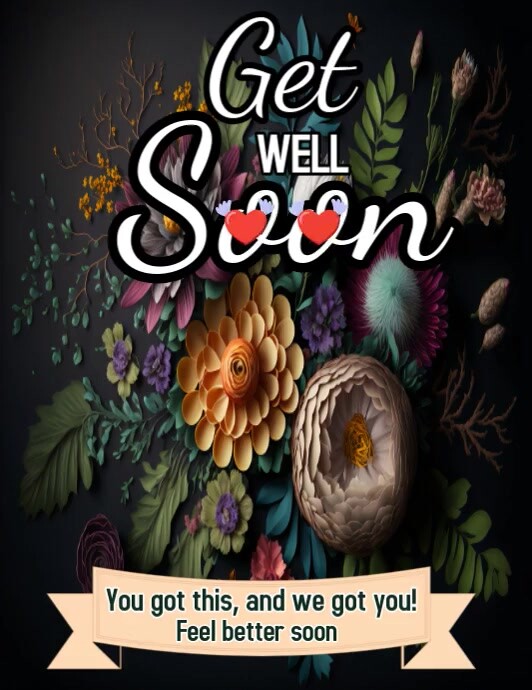 Black Pastel Get Well Soon Flyer (us Letter) Template | PosterMyWall