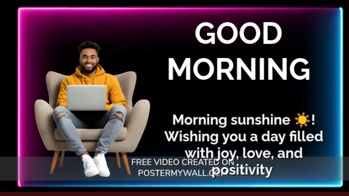 Black Pastel Good Morning Digital Display (16:9) Template | PosterMyWall