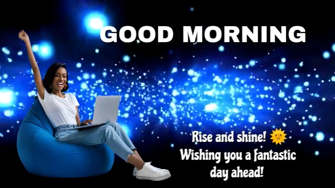 Plantilla de Black Pastel Good Morning Wishes Digital Display (16:9 ...