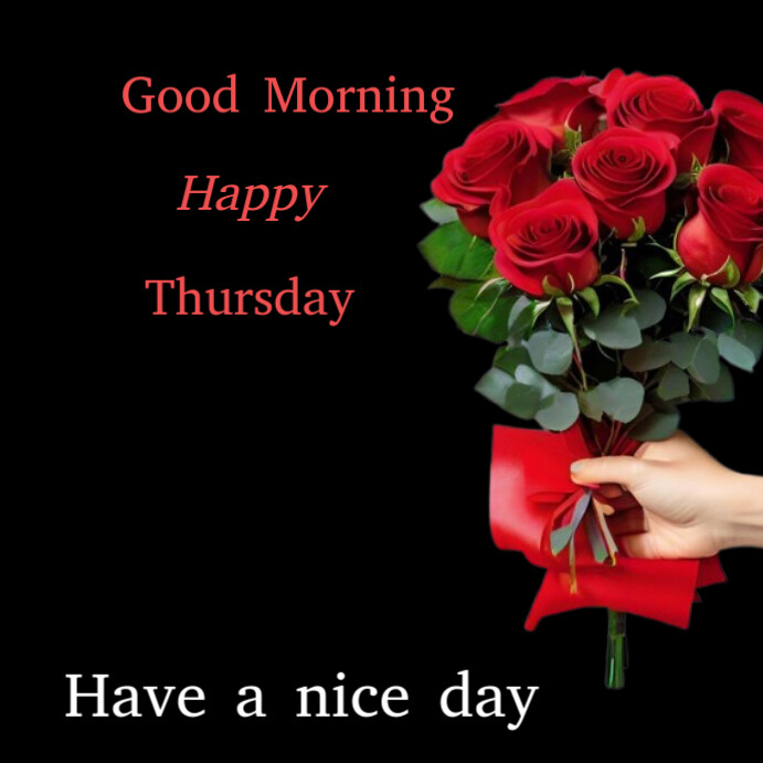 Black Pastel Good Morning Wishes Happy Thursday Instagram Post Template ...