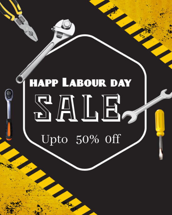 Black Pastel Happy Labour Day Sale Offer Instagram Portrait Template ...