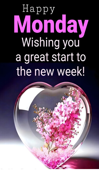 Copy of Black Pastel Happy Monday Floral Heart Greeting – Motivational ...