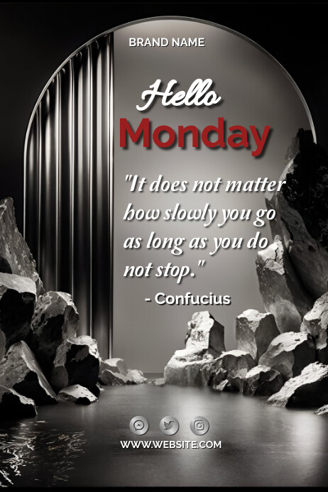 Black Pastel Hello Monday Poster Template | PosterMyWall