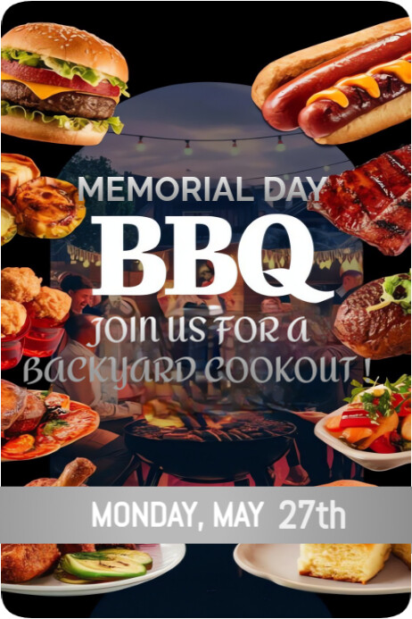Black Pastel Memorial Day Bbq Flyer – Backyard Cookout Invitation ...