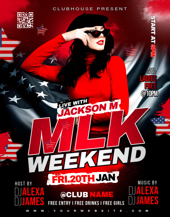 Black Pastel Mlk Weekend Party Flyer Poster/wallboard Template ...