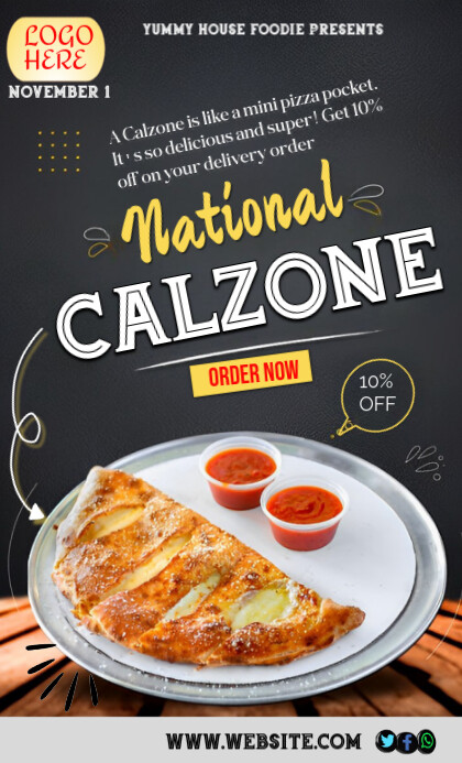 Black Pastel National Calzone Day Us Legal Template | PosterMyWall