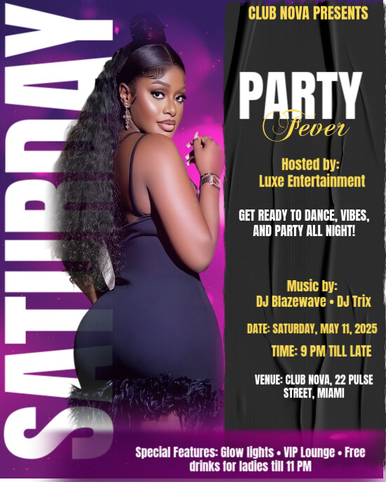 Plantilla de Black Pastel Saturday Night Party Instagram Portrait ...