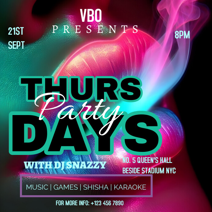 Black Pastel Thursday Night Party Invitation Template | PosterMyWall