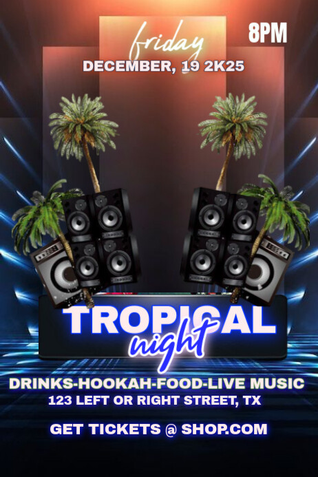 Copy of Black Pastel Tropical Night Party Poster | PosterMyWall