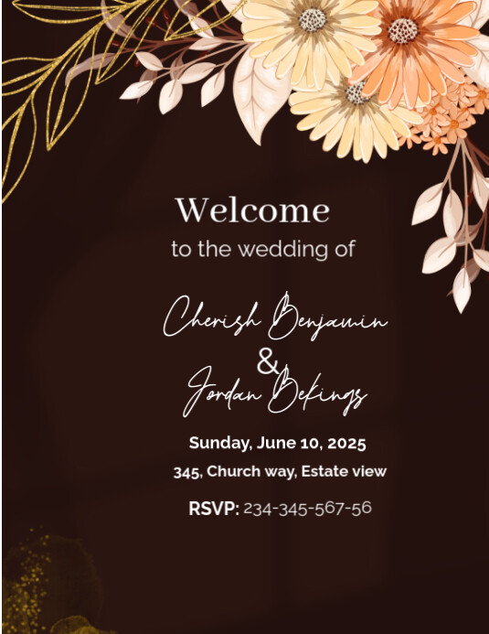 Black Pastel Wedding Invitation Cards Flyer (us Letter) Template ...