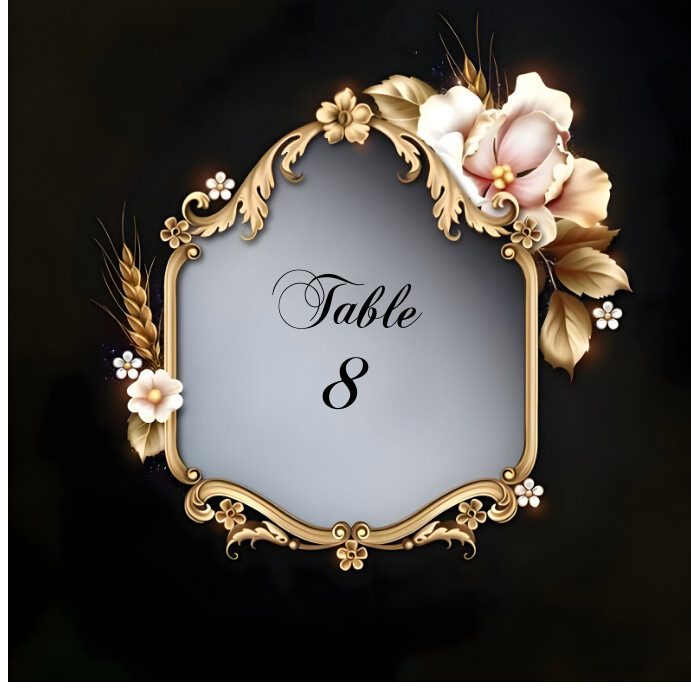 Copy of Black Pastel Wedding Table Number Template I | PosterMyWall