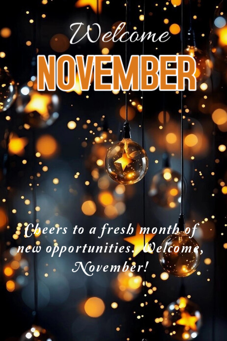 Black Pastel Welcome November Poster Template | PosterMyWall
