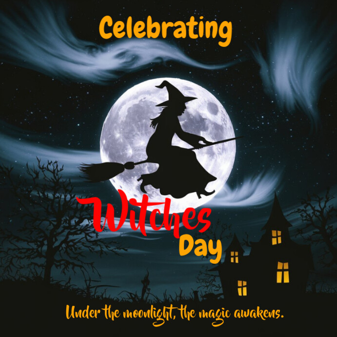 Black Pastel Witches Day Celebration Instagram Post Template | PosterMyWall