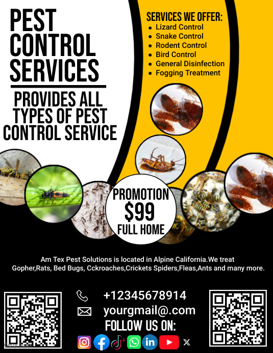 Copy of Black Pest Control Services Flyer (us Letter | PosterMyWall