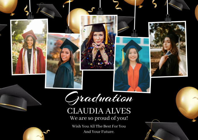 Black Photo Collage Black Graduation Card Pos Template | PosterMyWall