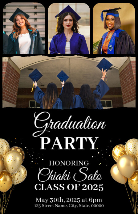 Copy of Black Photo Collage Graduation Half Page Wide | PosterMyWall