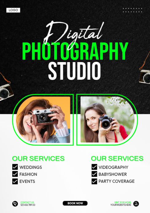 Black Photography Studio Flyer A4 Template | PosterMyWall