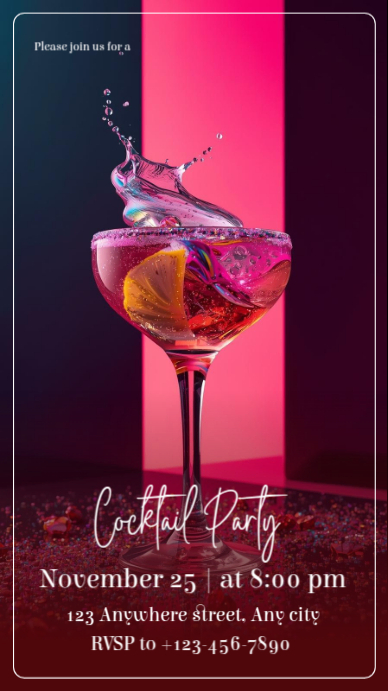 Copy of Black pink Modern & Minimal Cocktail Party Facebook Story ...