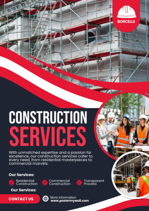 Plantilla de Black Profesional Construction Services A4 | PosterMyWall