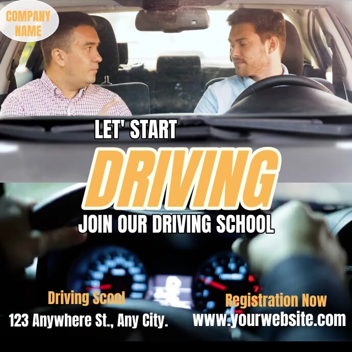 Black Profesional Driving School Classes Pos Template | PosterMyWall