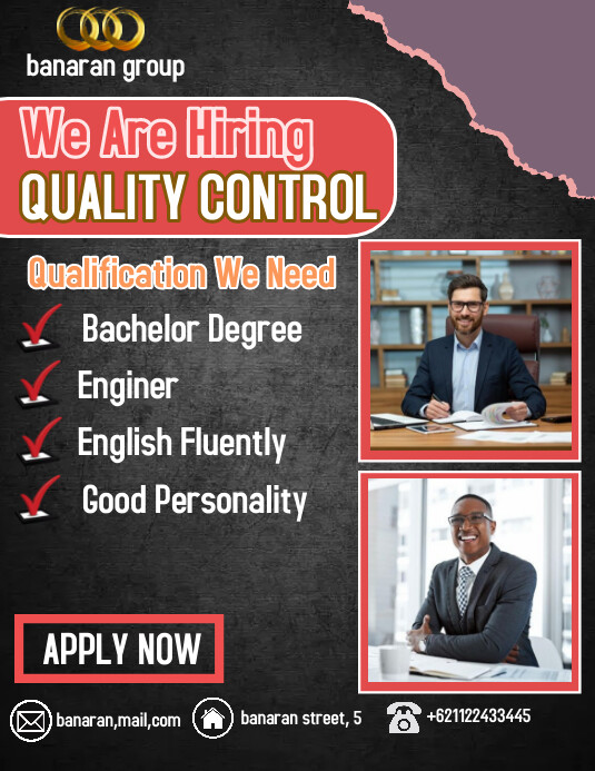 Plantilla de Black Profesional Hiring Pamflet Pamflet (let | PosterMyWall