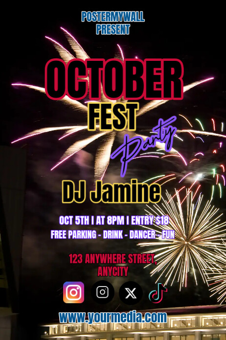 Black Profesional October Fest Party Poster Template | PosterMyWall
