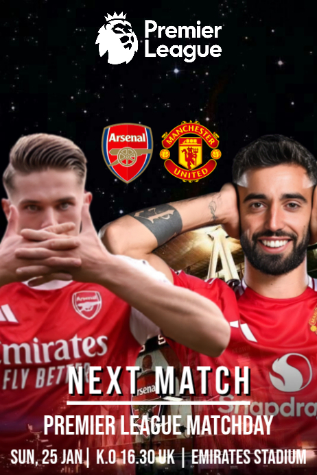 Black Profesional Premier League Big Match Arsenal Vs Manchester United ...