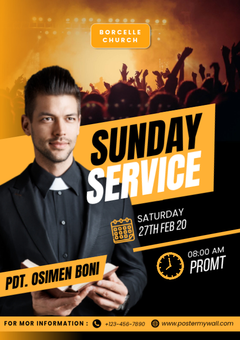 Plantilla de Black Profesional Sunday Service A4 | PosterMyWall