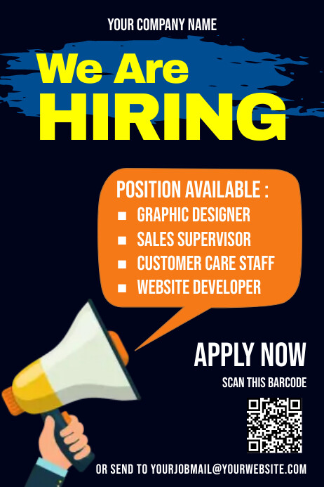 Black Profesional We Are Hiring Poster Template | PosterMyWall