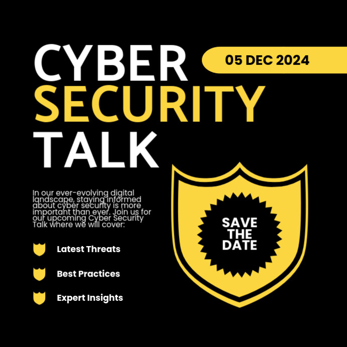 Black Profesional Yellow Cyber Security Talk Pos Instagram Template ...