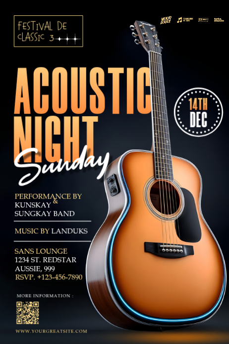 Copy of Black Professional Acoustic Night Sunday Poster | PosterMyWall