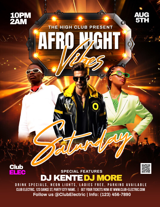 Black Professional Afro Night Party Flyer (us Template | PosterMyWall