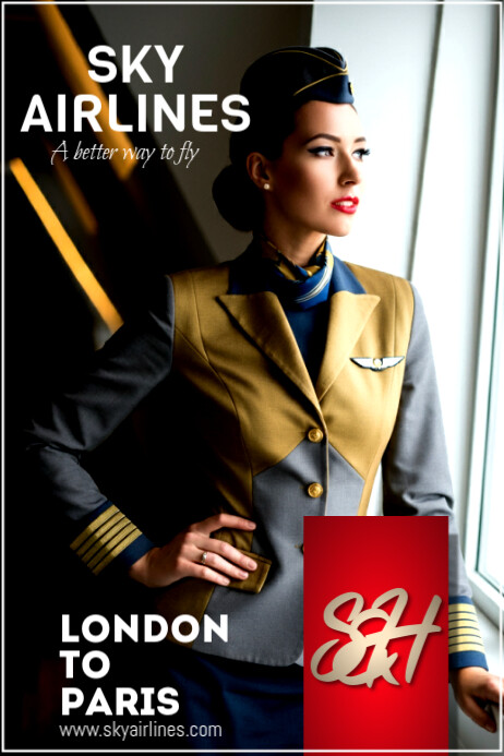 Black Professional Airlines Poster Template | PosterMyWall