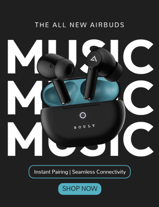 Black Professional Airpod Brand Flyer (us Letter) Template | PosterMyWall