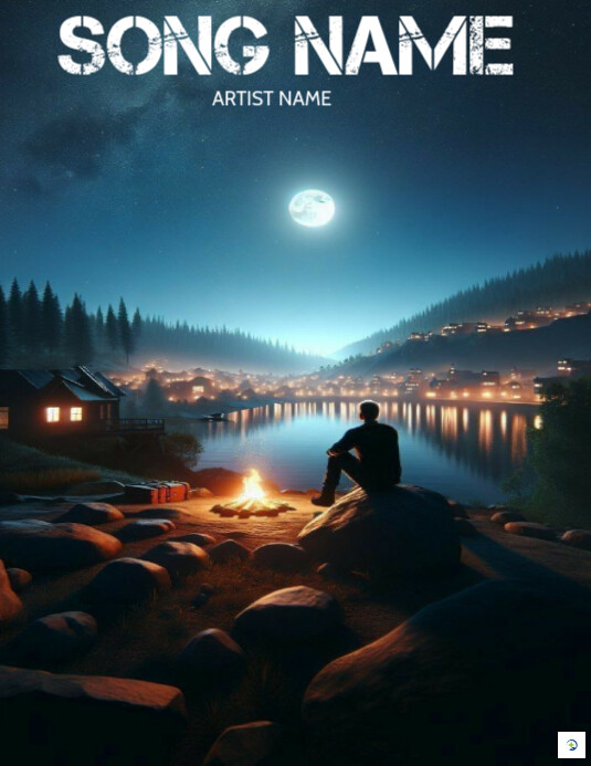 Black Professional Alone Man Song Cover Flyer (us Letter) Template ...