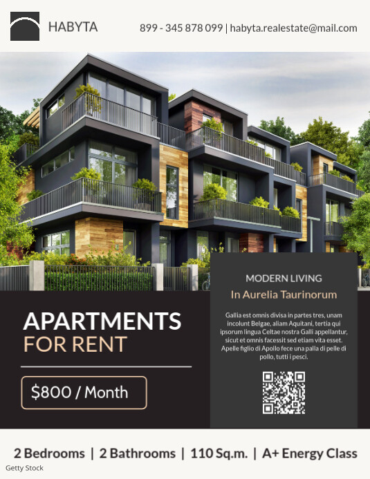 Black Professional Apartments For Rent Modern Minimal Advertising Flyer ...
