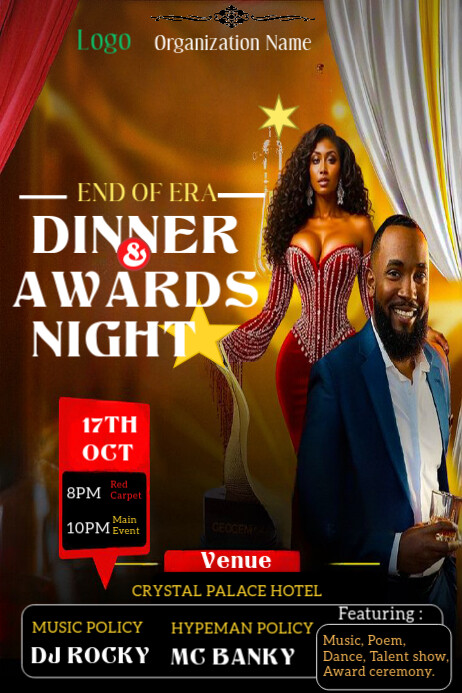 Black Professional Award Ceremony/ Dinner Night Flyer Poster Template ...
