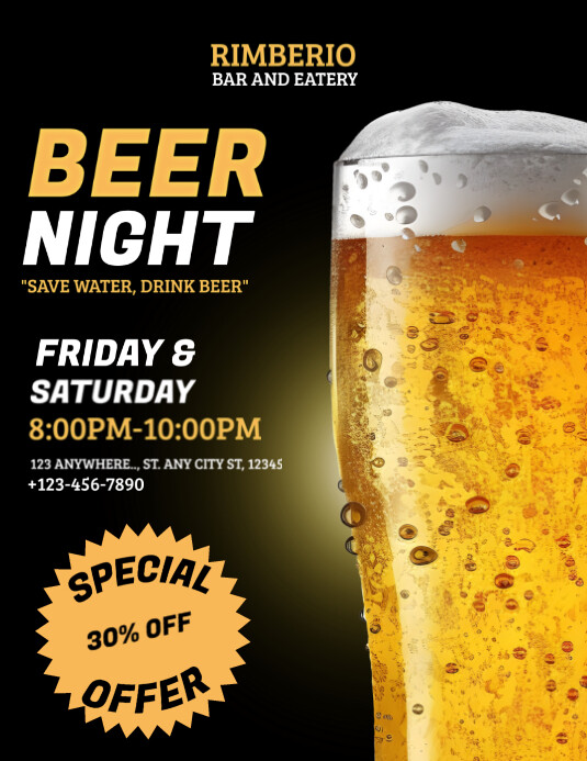 Black Professional Bar And Restaurant Flyer ( Template | PosterMyWall